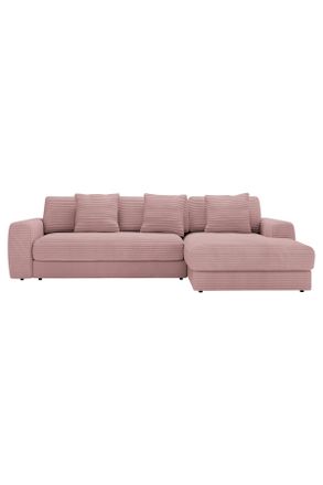 CARRYHOME Ecksofa, Altrosa, Textil, 4-Sitzer, F&uuml;llung: Schaumstoff, Silikon,Schaumstoff, Silikon, Ottomane rechts, L-Form, 302x190 cm, seitenverkehrt erh&auml;ltlich