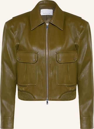 Frankie Shop Blouson Val In Lederoptik gruen