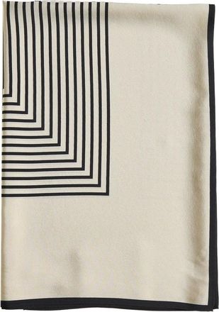 Toteme Femme, Accessoires, Beige, Taille: ONE Size Foulard en Soie Monogramme Cr&egrave;me/Noir