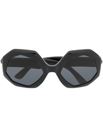 Gucci lunettes de soleil &agrave; monture g&eacute;om&eacute;trique - Noir