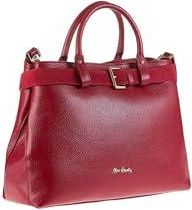 Pierre Cardin Sac à main pour femme en cuir véritable Made in Italy 37 x 25 x 12 cm 55102, Rubis, Taille unique
