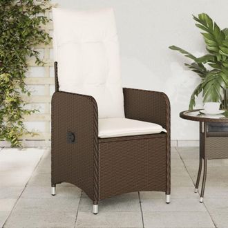 vidaXL vidaXL Gartensessel Verstellbar mit Kissen Braun Poly Rattan