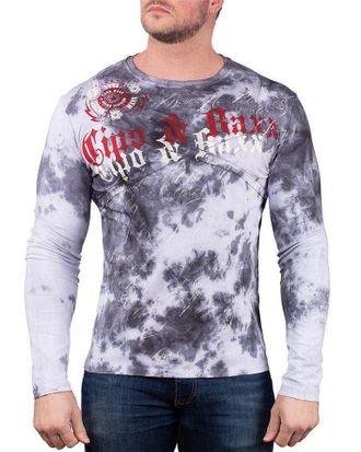 Cipo & Baxx Longsleeve Herren regular fit Hemd BA-CL489 Markenschriftzug auf der Brust