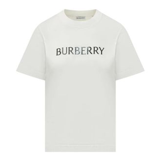 Burberry Cotton Logo T-Shirt - - Tops - Damen - Wei&szlig; - S