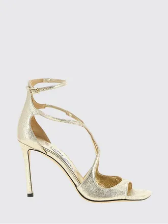 Jimmy Choo London Sandales Azia en nappa lamin&eacute; avec talon aiguille et bout carr&eacute;