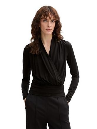 Tom Tailor T-Shirt &agrave; Manches Longues pour Femme, 14482 - Deep Black., L