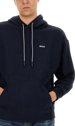 HUGO BOSS Logo-Embroidered Cotton Sweatshirt - Blue