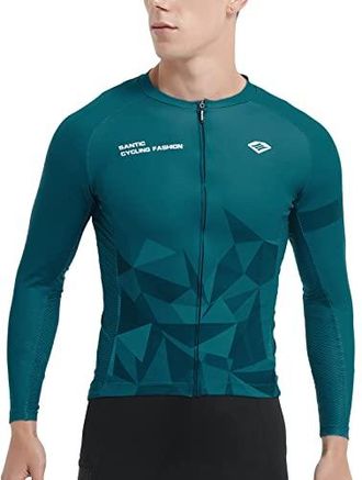 Santic Maillot Cyclisme Homme Manches Longues Respirant avec Poches Vert EU XL
