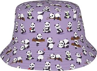 Generic Imprimé Chapeau de Plage Panda Mignon Violet Chapeaux de Soleil de Plage Doux Extérieur Casquette pour Sports Golf Hommes