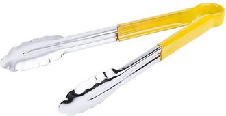 Contacto Zange HACCP aus Edelstahl, 30 cm, Küchenzange, Griff mit farbigem Vinyl-Überzug, schwere Qualität, gelb