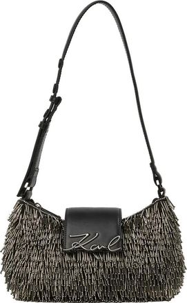 Karl Lagerfeld Hobo Bags - K/Signature Mond-Tasche mit Perlenbesatz - Gr. unisize - in Schwarz - für Damen