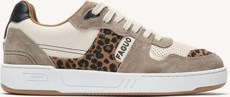 Faguo Baskets l&eacute;opard et &eacute;cru cuir