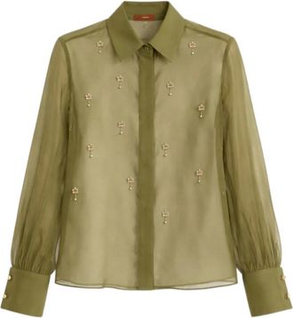 Max Mara Femme, Blouses et Chemises, Vert, Taille: 38 FR Chemise en soie organza