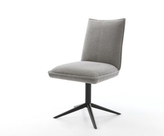 DELIFE Drehstuhl Lelio-Flex Strukturstoff Soft Grau Fu&szlig;kreuz Schwarz 360&deg; drehbar Wippfunktion Taschenfederkern, Esszimmerst&uuml;hle