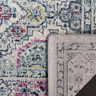 Safavieh Traditionell Flachgewebe Teppich f&uuml;r Wohnzimmer, Esszimmer, Schlafzimmer - Madison Collection, Kurzer Flor, Hellgrau und Fuchsia, 201 X 201 cm