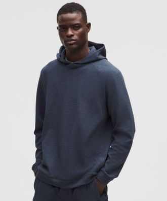 lululemon Sweat &agrave; capuche en double maille textur&eacute; pour Hommes - Noir/Bleu - Taille S