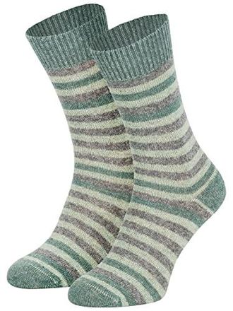 Piarini Chaussettes en laine à rayures [2 paires] - Pour homme et femme - Chaussettes dhiver chaudes - Chaussettes dintérieur - Chaussettes douillettes fines,