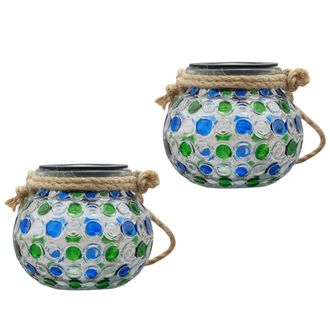 Hemobllo UKCOCO 2 St&uuml;ck Solar H&auml;ngelampen aus Glas Solarbetriebene Au&szlig;enbeleuchtung f&uuml;r Garten Terrasse Hof Dekorative Solarglasleuchte