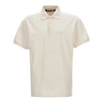 Palm Angels Monogram Polo Shirt - - Tops - Herren - Wei&szlig; - XL