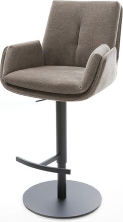 DELIFE Barstuhl Clea-Flex Strukturstoff Soft Taupe Drehfu&szlig; h&ouml;henverstellbar Metall Schwarz, Barst&uuml;hle