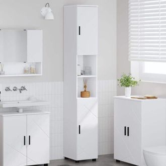 vidaXL Cabinet de salle de bain avec stockage Blanc 30 x 35 x 192 cm vidaXL