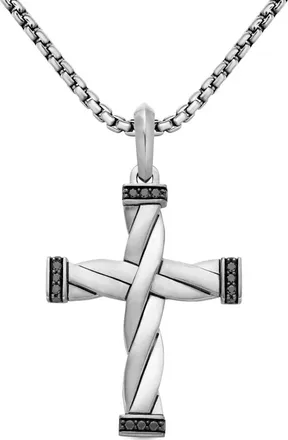 David Yurman pendentif DY Helios en argent sterling pav&eacute; de diamants (48 mm)