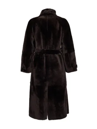 Brunello Cucinelli Shearling Belted Coat - Brown