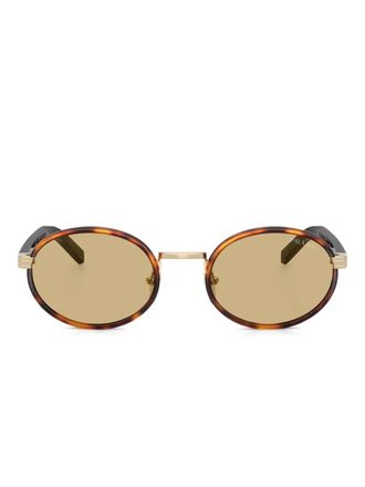 Prada Sonnenbrille mit ovalem Gestell - Braun
