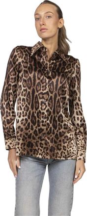 Dolce & Gabbana Femme, Blouses et Chemises, Multicolore, Taille: 40 FR Chemise en soie &agrave; imprim&eacute; l&eacute;opard