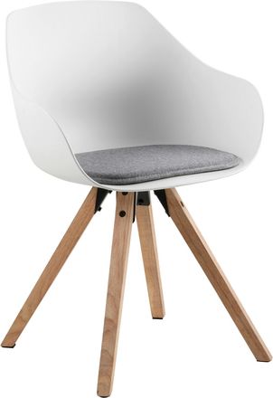 Livetastic Armlehnstuhl, Weiß, Eiche, Hellgrau, Holz, Kunststoff, Textil, Kautschukholz, massiv, eckig, 56.5x80.5x53 cm, Reach, inklusive Armlehnen, Esszimmer, S