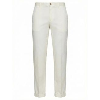 PESERICO Homme, Pantalons, Blanc, Taille: L Pantalon Chino en Gabardine