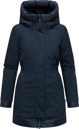 Navahoo Damen Wintermantel warmer Parka mit magnetischer Abdeckleiste und verstellbarer Kapuze Winterprinzessin 14 Navy Gr. M