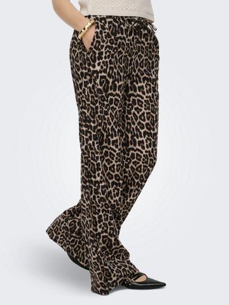 Only Schlupfhose ONLARIS LIFE PULLUP TIE PANTS WVN CC mit Leopardenmuster
