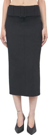 Patrizia Pepe Jupe midi avec ceinture - Femme - Jupes - Noir - Taille: 42 FR