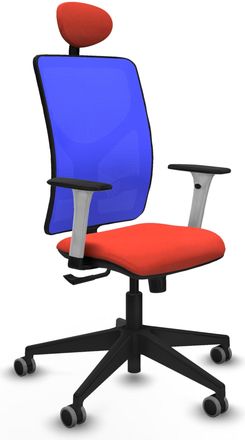 Piqueras y Crespo Schreibtischstuhl mit wei&szlig;en und schwarzen Armlehnen, h&ouml;henverstellbare Lendenwirbelst&uuml;tze und festes Kopfteil, ausgestattet mit 3 Positionen, Blau/Du