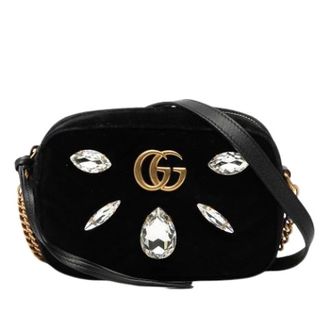 Gucci Sac bandouli&egrave;re en velours orn&eacute; de cristaux Pre-owned - Femme - Pre-owned - Noir - Taille: ONE Size