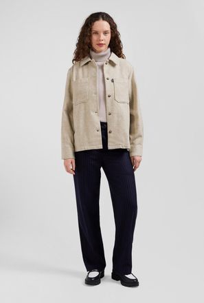 Eden Park Surchemise En Coton M&eacute;lang&eacute; Beige &Agrave; Poches Plaqu&eacute;es Coupe Relaxed