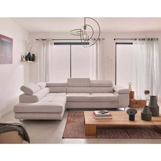 Best Mobilier Zaria - canapé dangle gauche - convertible avec coffre et têtières réglables - 5 places - en velours côtelé