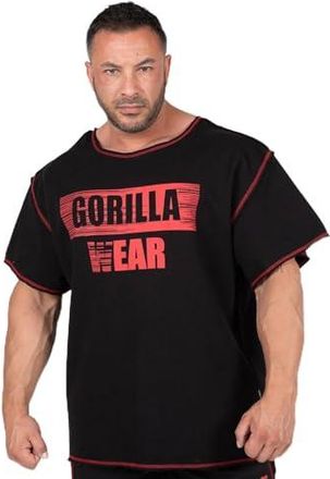 Gorilla Wear Gorilla Wear Wallace T-shirt dentra&icirc;nement pour bodybuilding Old School Col large Tailles doubles, noir/rouge, L-XL Tall