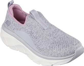 Skechers Femme Bold DLUX Walker 2.0 ÉTAT en Gras, Bordure Rose en Tricot Gris, 38.5 EU