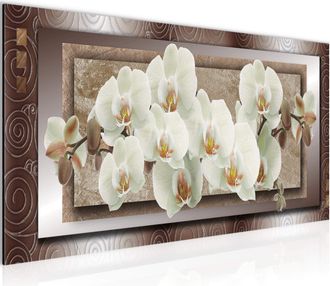 Runa Art Wandbild Blumen Orchidee 1 Teilig 100 x 40 cm Modern Bild auf Vlies Leinwand Abstrakt Wohnzimmer Beige Braun 205412a