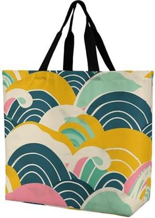 Generic Motifs Japonais R&eacute;tro Sac Fourre-Tout Imperm&eacute;able Sacs De Courses D&eacute;contract&eacute; Sac Courses Pour Quotidienne Universit&eacute; Plage