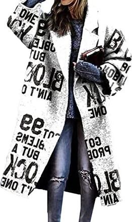 Onsoyours Trench Coat Double Boutonnage Ceinture Col À Revers Manches Longues Élégant Femme Manteau Blanc 3XL