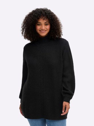 Sheego Strickpullover Pullover Langarm Zopfmuster, Rippoptik