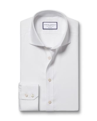 CHARLES TYRWHITT B&uuml;gelfreies Twill-Hemd - Wei&szlig; Knopfmanschette