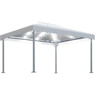 vidaXL Vidaxl - Tonnelle cr&egrave;me 4x3 m avec guirlande lumineuse &agrave; LED - Aluminium et acier r&eacute;sistant &agrave; la rouille - Toit en tissu Oxford UV 270 cm