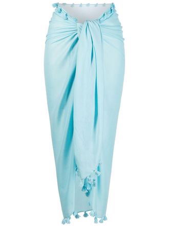 Melissa Odabash Pareo Schal mit Quasten - Blau