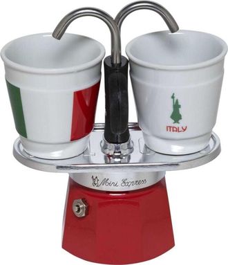 Bialetti Set Mini Italia 2 Cafeti&egrave;re Expresso Rouge 90 ml