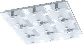Eglo LED Deckenlampe Vicaro, Deckenleuchte, Edelstahl in chrom, Glas satiniert in weiss, klar warmwei&szlig;