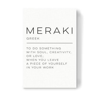 artboxONE Leinwand 30x20 cm Typografie Meraki Definition von Cristina Castro Moral